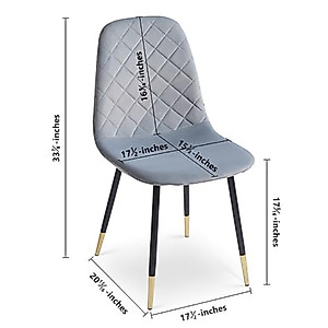 Jinsi Nan] Dining Chairs Set of 4, Velvet upholstered Chairs with Black Golden Metal Legs, Armless Accent, Modern Dining Chairs for Kitchen Dining Room, Living Room (Grey)