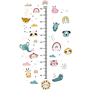 DRWSSR Kids Measuring Height Wall Decals Cute Cartoon Animal Stickers DIY Removable Peel and Stick Kids Room Wall Decoration for Boys and Girls Bedroom nursey Classroom playroom Wall Decal