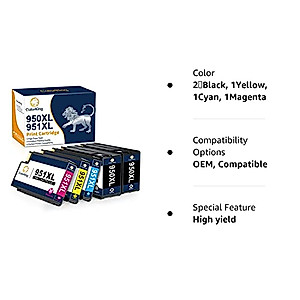 ColorKing Remanufactured 950 XL 950XL 951 XL 951XL Combo Pack Ink Cartridge Replacement for HP OfficeJet Pro 8600 8610 8615 8620 8625 8630 8640 8660 8100 276dw 251dw Printer (5 Packs)