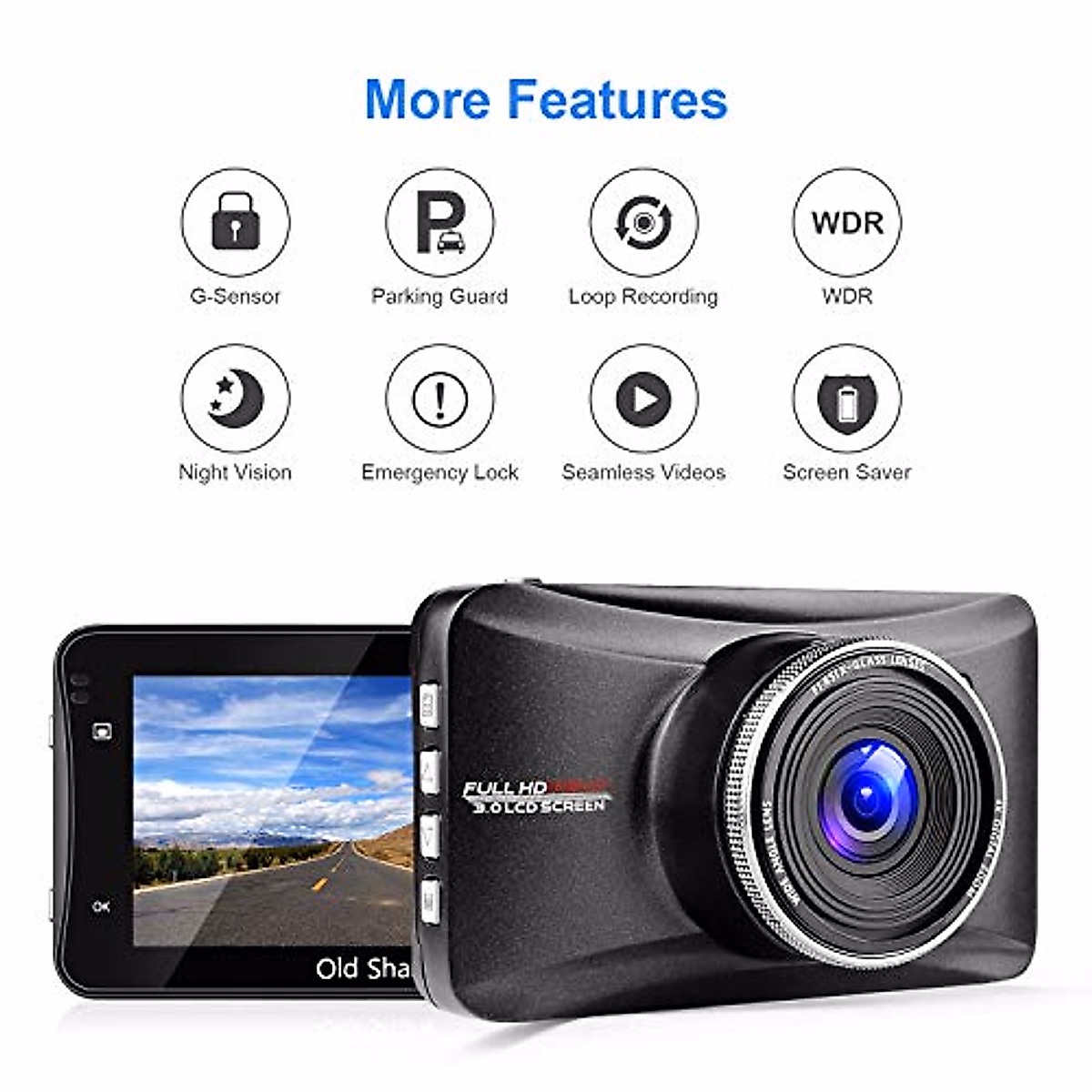 Dash Cam 1080P Full HD 3 Inch Dashboard Camera Car Recorder with 32GB Card 170°Wide Angle Dashcam Driving Loop Recording G-Sensor