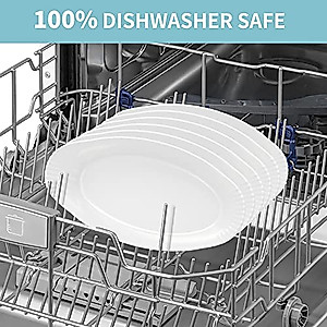 NJCharms Oval Au Gratin Baking Dishes for Oven Safe and Microwave Cooking, White Porcelain Small Mini Casserole Dish, 9 Inch, Set of 6