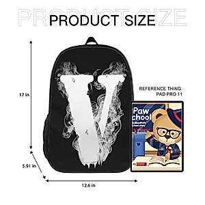 COZON Big V Letter Backpack 17 Inch 3D Printed Aesthetic Casual Travel Bags Breathable Portable Lightweight Large Capacity Daypack Unisex