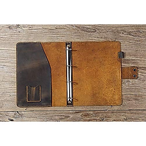 Personalised leather A4 ring binder, retro leather A4 4 ring binder folder, leather A4 portfolio NA405BS