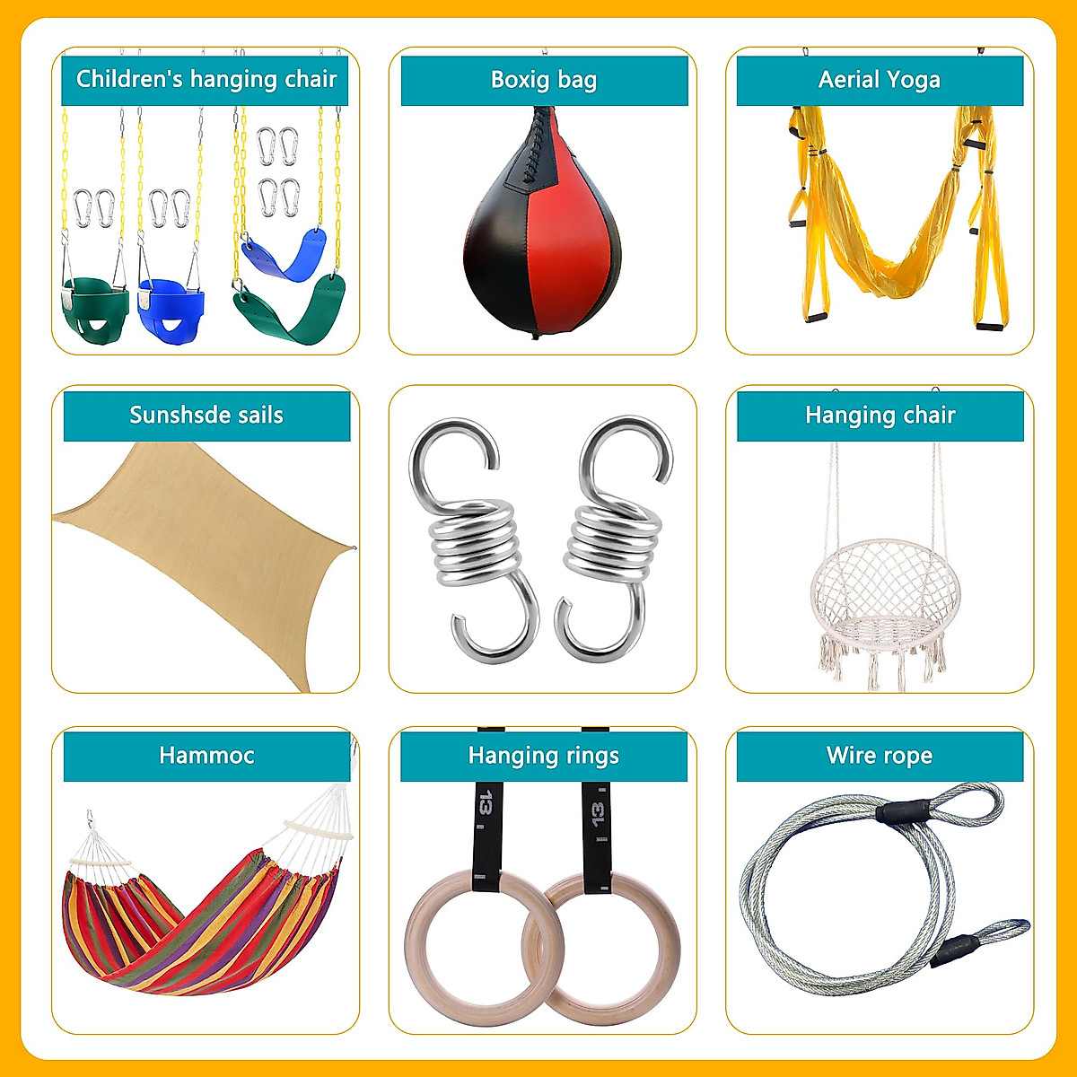 8 Pcs Swing Spring Heavy Duty Hanging Springs Porch Swing 2640lbs Hammock Hanger Springs for Swings Hammock-Chair Ceiling Mount Replace, (660lbs x 4)