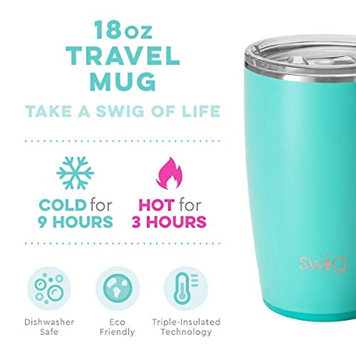 Swig Life Wanderlust + Matte Aqua Coffee Lovers Gift Set, Includes (2) 18oz Travel Mugs, Triple Insulated, Stainless Steel, Easy to Clean, and Dishwasher Safe