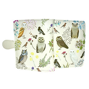 Shag Wear Wild Bird Owl Small Animal Wallet for Women and Teen Girls Vegan Faux Leather 4.5" Beige