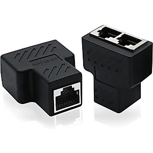 2 pieces RJ45 Coupler, Ethernet Coupler, in Line Coupler for Super Cat5, Cat5e, Cat6, Cat7 LAN Ethernet Socket Connector Adapter, 1 to 2 Ethernet Splitter Coupler Adapter