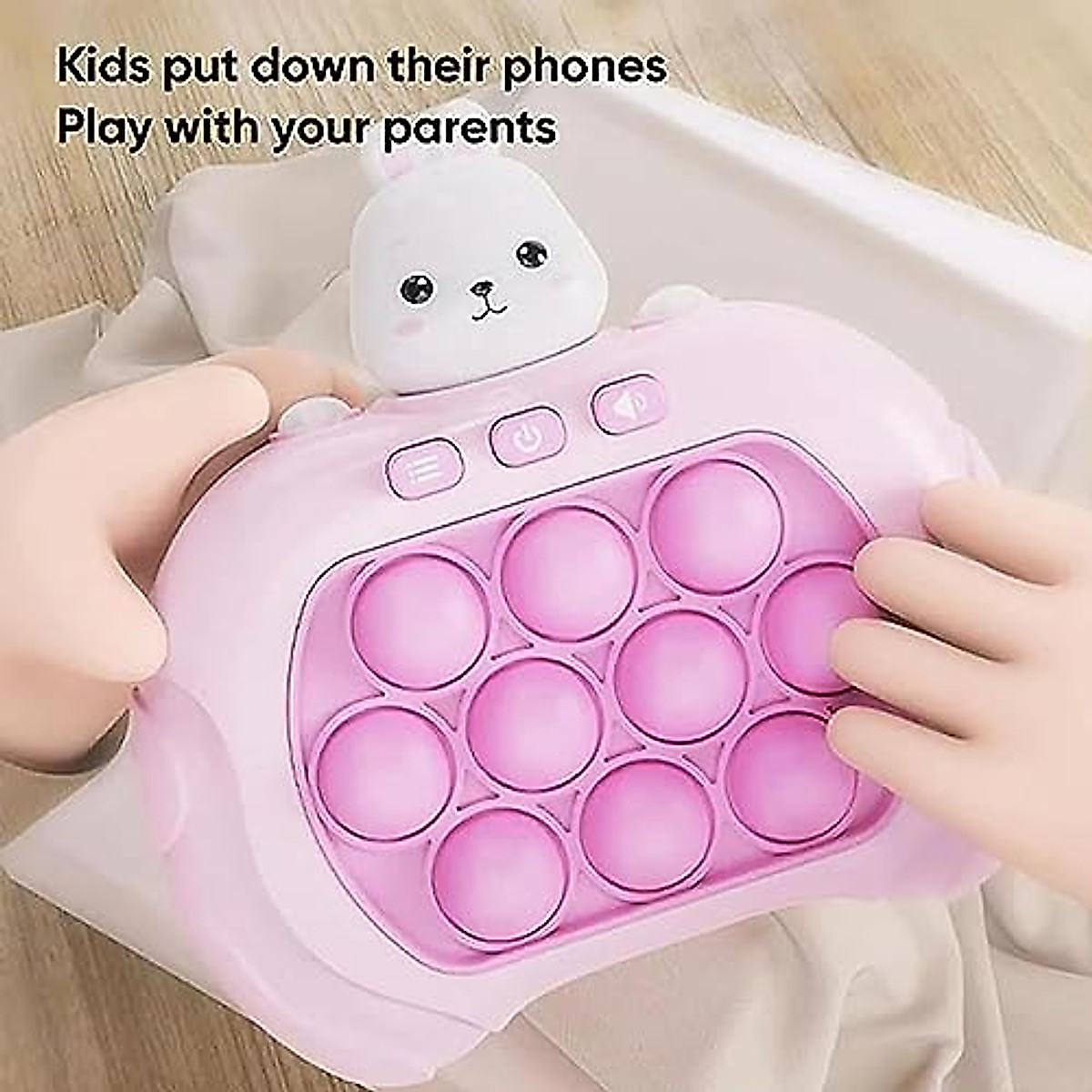 Pocket Game for Kid, Quick Push Bubble Competitive Game Console Series,2 Pcs Children's Decompression Breakthrough Puzzle Game Machine, Cool Pocket Game Kids, Mini Portable (Duck+Bear)