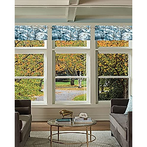 Jacekidy Art Marble Curtain Valances Wide Pocket Kitchen Curtains, Filtering Light Window Valance Curtains for Living Room Bedroom Short Cafe Curtain 42"x12" Blue White Gold Liquid Abstract Ocean