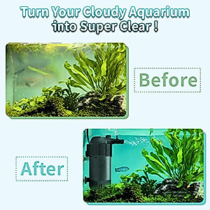 U-V Fish Tank Filter, 5 in 1 Aquarium Filter Media Submersible Internal Filter Adjustable Water Outlet Direction Canister Pump 5-20 Gallon Filters for Aquarium Tank, Fish Tank, Turtle Tank, 96 GPH