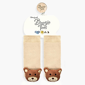 Teddy Bear Boogie Toes Rattle Sock, 1-Pair (0-1Y), Rattles Foot Finder, Rattle Sock Baby Toddlor Toy, Present Gift for Newborn Infant Babies Boy Girl Bebe