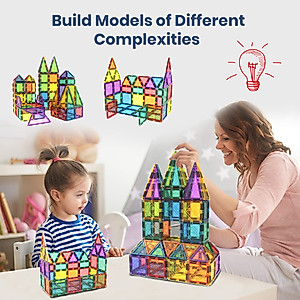 MagVision 208-Piece Magnetic Building Tiles Set, Stem Magnetic Building Blocks, Extra Strong and Safe Magnets, Stem Toys, Magnetic Blocks, Educational Toys for Children Ages 3+ Years