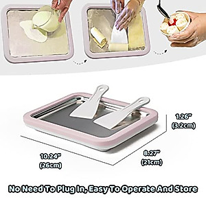 JoyMech Ice Cream Roll Maker Rolled Ice Cream Machine, Sweet Spot Pan, Instant Cold Plate, Ideal for Making Rolled Ice Cream Soft Serve Slushies Frozen Yogurt Sorbet and Gelato (Light Pink)