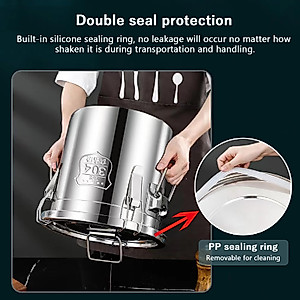 TRAGLO Stainless Steel Cereal Container with Lid and Handles Round Rice Bin Airtight Food Storage Bucket for Home Kitchen Counter 12L