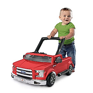 Bright Starts Ford F-150 4-in-1 Red Baby Activity Center & Push Walker with Removable Interactive Steering Wheel -Toy, 6 Months and up