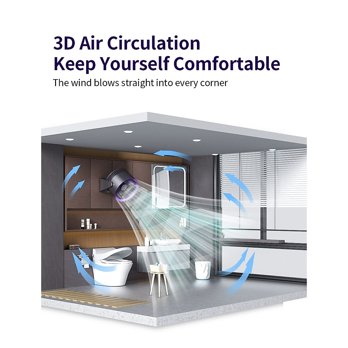 AIMHON Desk Air Circulator Fan, Wall Mount Fan,Portable Battery Operated Fan Personal Table Fan for Home,Office, Bedroom (Grey)