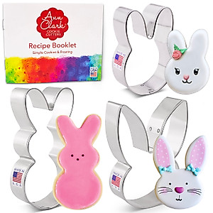 Easter Bunny Cookie Cutters 3-Pc. Set Made in USA by Ann Clark, Easter Bunny Head, Rabbit, Baby Bunny Head