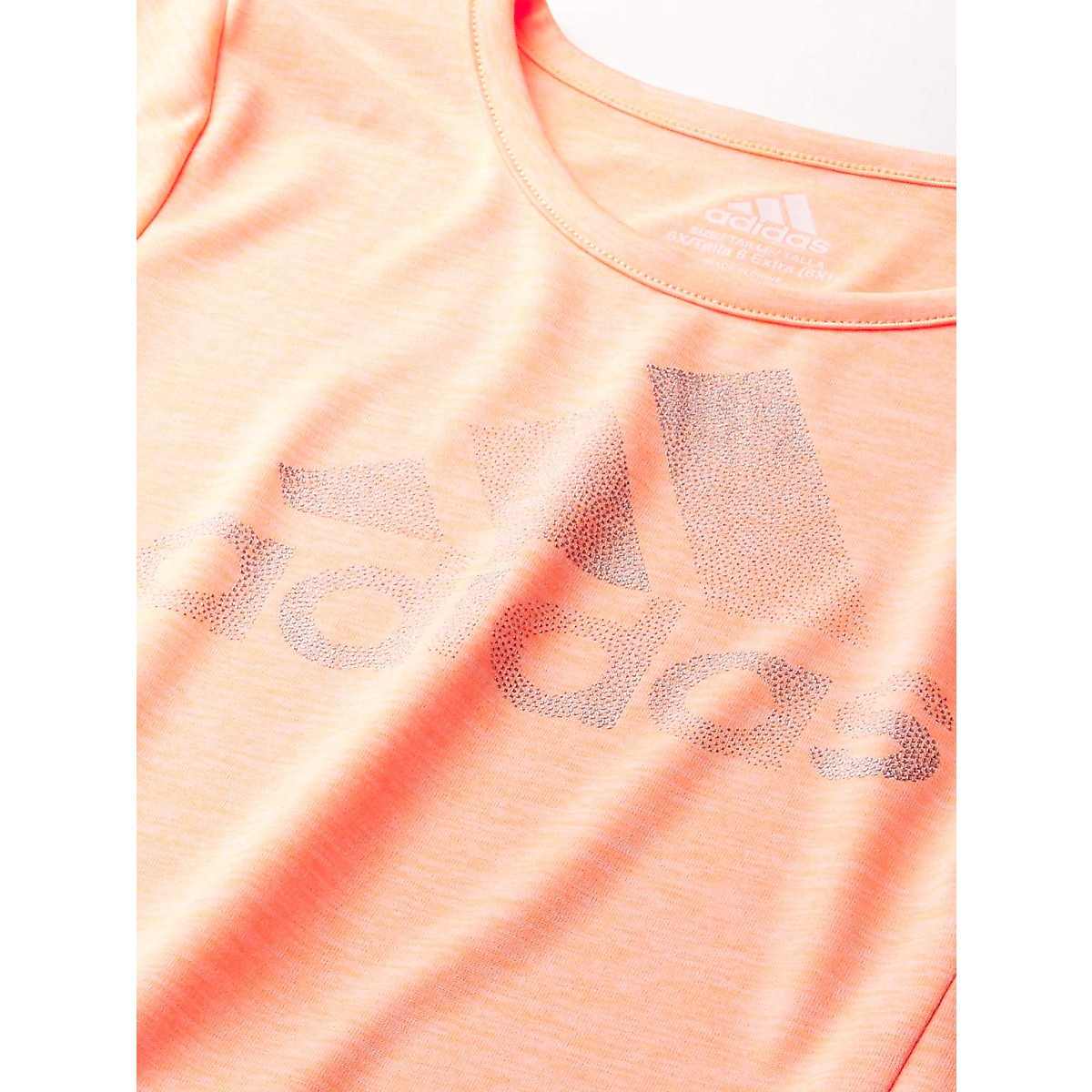 adidas Baby Girls' Short Sleeve Mélange Tee and 3-Stripes Capri Tights Set, Screaming Orange Heather, 2T