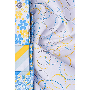 Quilbrics Precut Quilting Fabrics Cotton 7 Pieces Squares Quilt Layer with Designs and Strips for Quilters Size 18 x 22 Inches | 100% Cotton Fabric with Less Shrinkage High Density