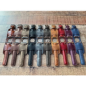 HARDISTON Cuff Watch Band Compatible with Apple 40mm for men & women, Handmade Genuine Leather, Compatible with iWatch Series 7 6 5 4 3 2 1 SE, Wrist Bracelet Arm Band, Medium/Band-Black