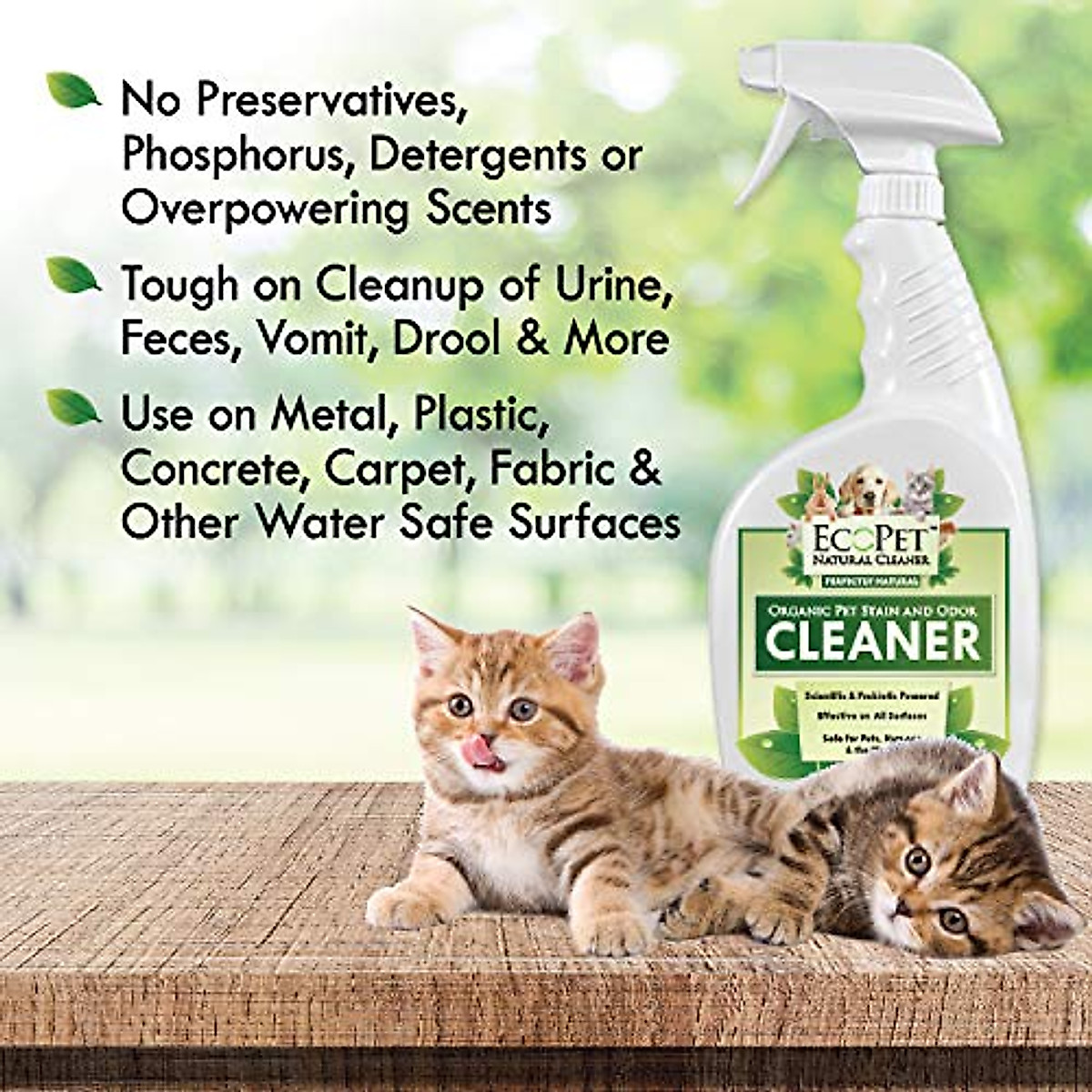 EcoPet All Natural Pet Odor and Stain Remover - Probiotic Powered Multi Surface Cleaner - Effective Non-Toxic Pet Odor Eliminator and Pet Stain Eraser, Scented, Trigger Spray, 16 oz