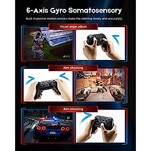 Switch Pro Controller Compatible with Switch/Swith OLED/Switch Lite, Wireless Switch Controller with 7 LED Colors/ Motion Control/Dual Vibration/Turbo