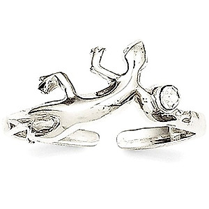 IceCarats 925 Sterling Silver Vintage Lizard Cubic Zirconia CZ Adjustable Toe Ring Open Midi Band Summer Beach Jewelry
