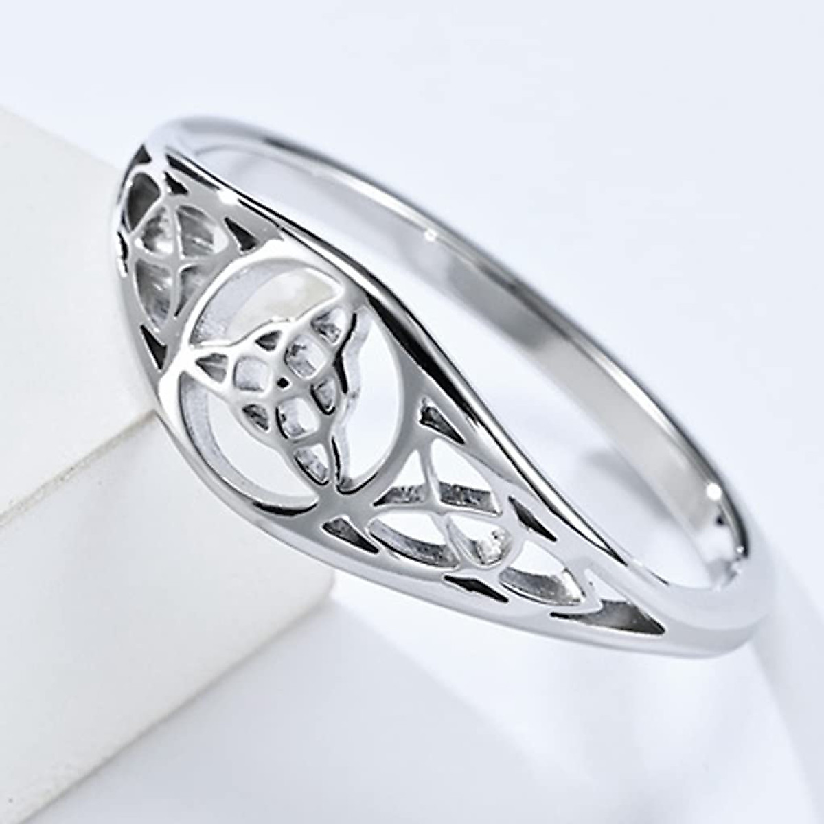 Jude Jewelers Stainless Steel Classic Plain Celtic Knot Pattern Wedding Statement Promise Anniversary Ring (Silver, 8)