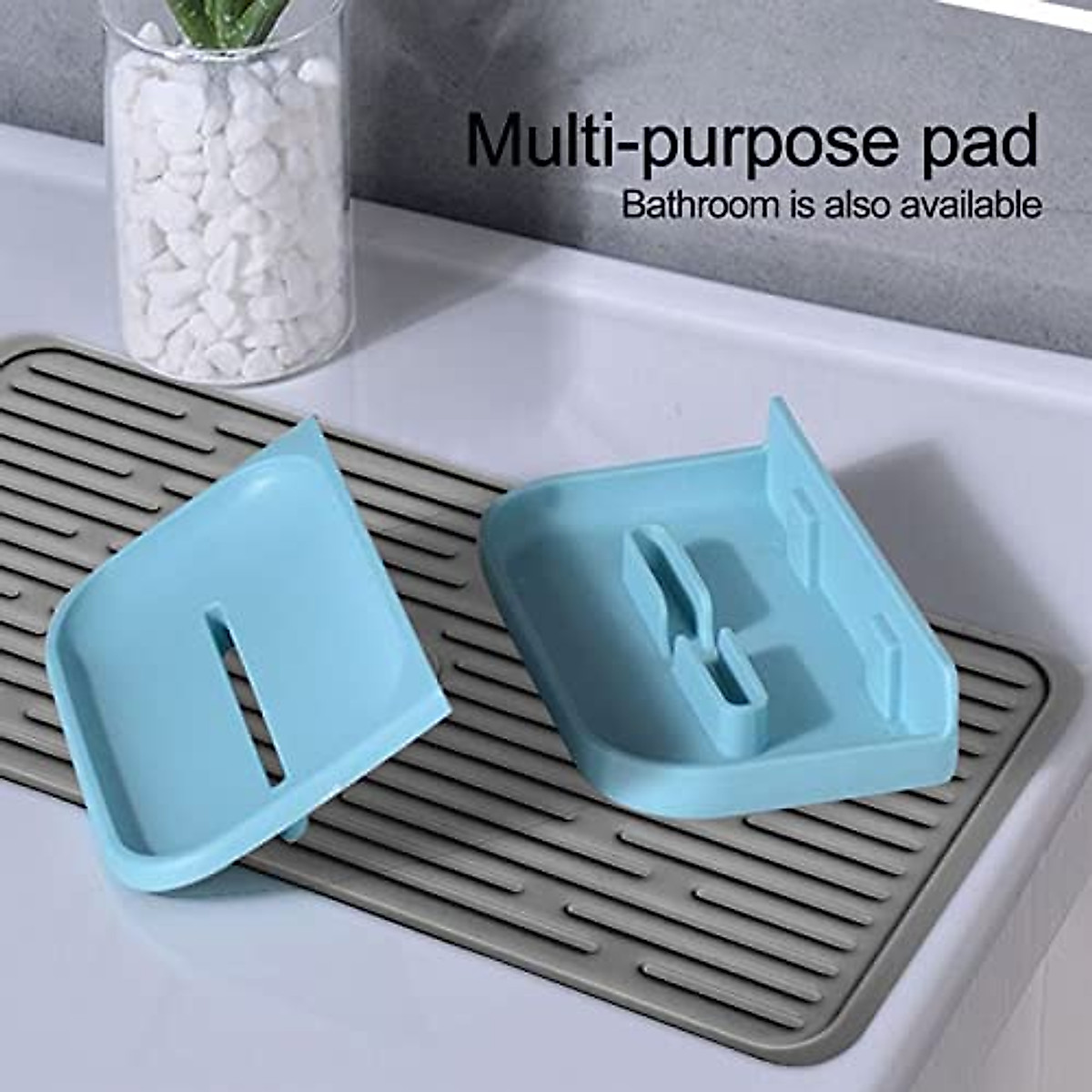 HEIMP GIZTAT，Under Sink mat Silicone Drying Mat for Kitchen Counter Silicone Sink Mats Silicon Dish Dry Mat Heat Resistant Kitchen Mat Drainage Rack (Color : Grey)