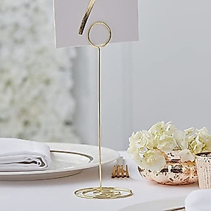 KINGDOM SOLUTIONS 20 Pack 8.75 inch Tall Table Number Holders - Gold Place Steel Table Picture Stands Card Holder, Food Signs, Memo Notes, Weddings, Restaurants, Birthdays, Anniversary Party
