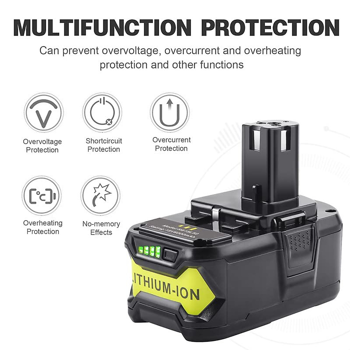 [2 Pack] 18V 6000mAh 18V RB18L50 Replacement Battery for P102 Ryobi Lithium Ion P103, P104, P105, P107, P108, P109 P122 Cordless Power Tools