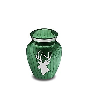 GetUrns Keepsake Embrace Deer Cremation Urn (Pearl Green)