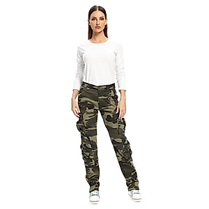 Women's Cotton Casual Military Army Cargo Combat Work Pants with 8 Pocket Camo 169-16