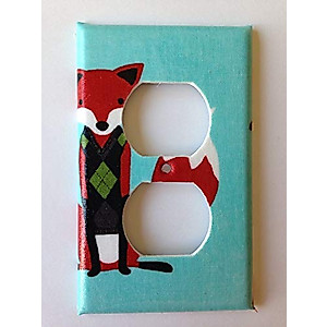 Fox and Glasses Light Switch Plate Cover Various Sizes Offered