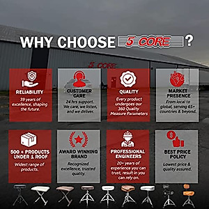 5 CORE Drum Throne Height Adjustable Guitar Stool Thick Padded Memory Foam DJ Chair Seat with Anti Slip Feet Multipurpose Musician Chair for Adults and Kids Drummer Cello Guitar Player DS CH BLK