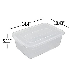 Morcte 4-Pack 14 L Plastic Storage Box, Clear Storage Bin