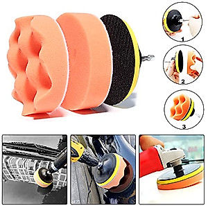 Monrand 19Pcs Detailing Brush Set Car Cleaning Kit Car Wash Kit for Car Interior Cleaning kit，,Car Wheel Brush,Air Outlet Brush, Wire Brush,Drill Brush Set,Polishing Pads Kit(Yellow)