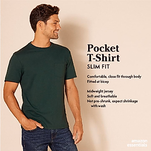 Amazon Essentials Men's Slim-Fit Short-Sleeve Crewneck T-Shirt, Pack of 2, Burgundy, Large