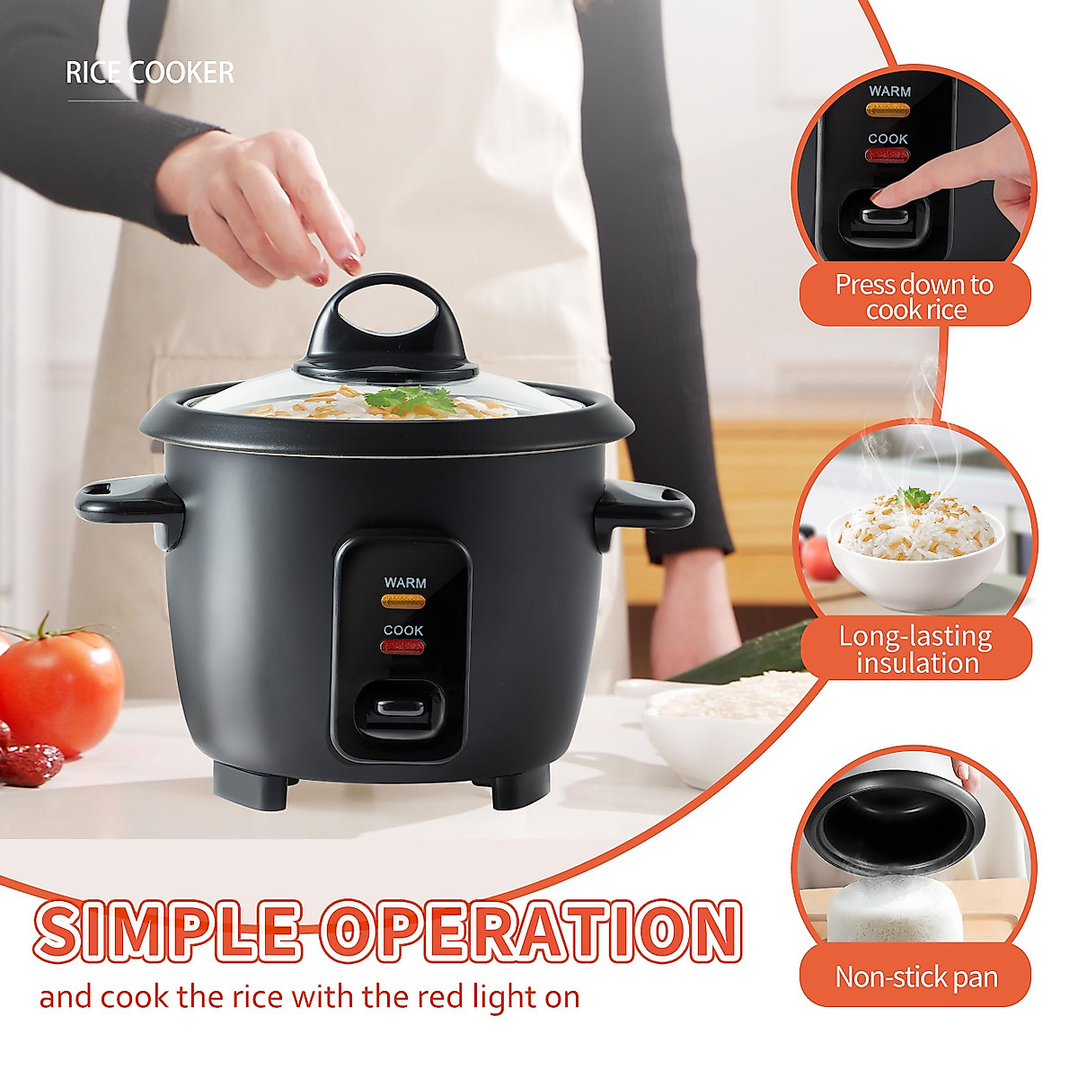 Mishcdea Mini Rice Cooker 2 Cups