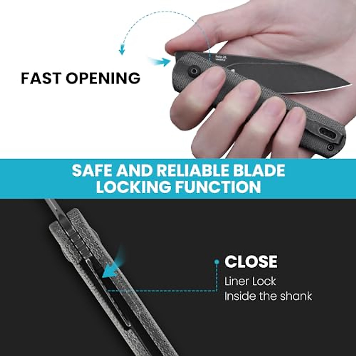 Kizer Feist(XL) Folding Pocket Knife 3.35 Inches 154CM Blade Steel EDC Knife Black Micarta Handle V4499C2