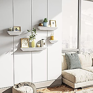 SRIWATANA White Floating Shelves, 24 Inch Solid Wood Storage Wall Shelves Set of 4 Display Ledge Shelves Decor for Bedroom, Living Room, Bathroom, Kitchen - White