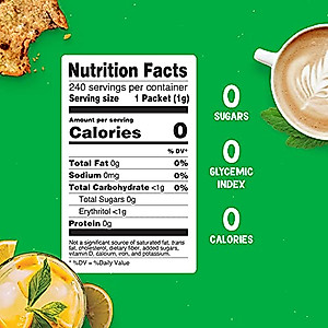 Pyure Organic Stevia Packets | Granulated Sugar Packets - White Sugar Substitute | Zero Carb, Zero Sugar, Zero Calorie Sweetener Packets | Plant-Based Stevia Packets for Keto Coffee | 240 Count