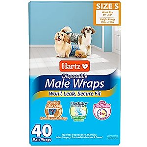 Disposable Male Dog Wraps with FlashDry Gel Technology, S 40 count