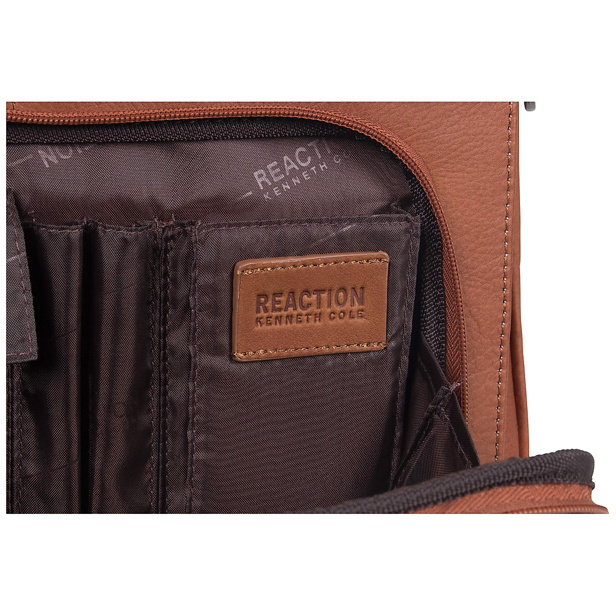 Kenneth Cole Reaction Manhattan Colombian Leather Briefcase Expandable RFID 15.6" Laptop Portfolio Shoulder Bag, Cognac, One Size