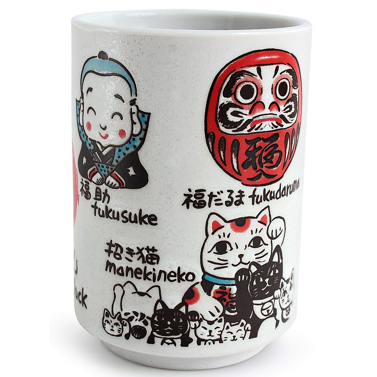 Mino ware Japanese Ceramics Sushi Yunomi Chawan Tea Cup Lots of Luck Daruma Manekineko made in Japan (Japan Import) YAY033