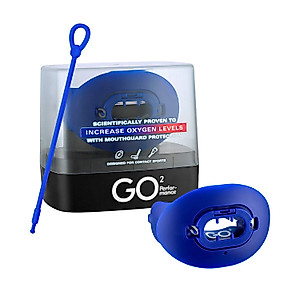 GO2 Sports Football Mouth and Lip Guard with Maximum Air Flow for Increased Oxygen and Endurance Includes Dental Warranty Made in The USA, Blue