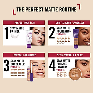 Rimmel London Stay Matte - 004 Sandstorm - Pressed Powder, Lightweight, High Coverage, Shine Control, 0.49oz