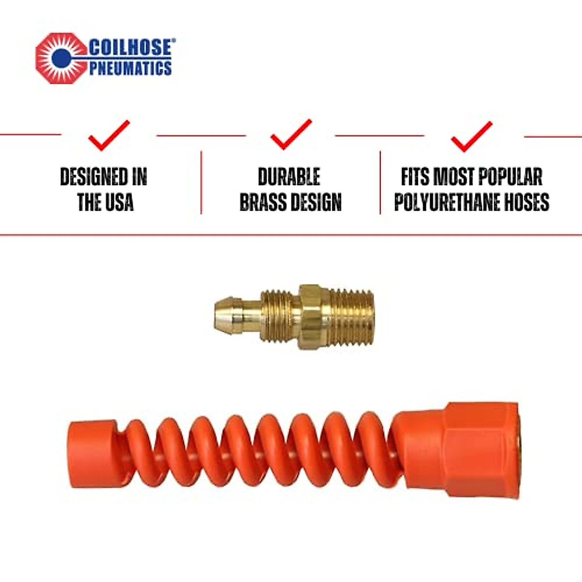 Coilhose Pneumatics PRM0404SRQ Reusable Strain Relief Fitting For 1/4-Inch Flexeel (R) Air Hose, 1/4-Inch MPT Rigid