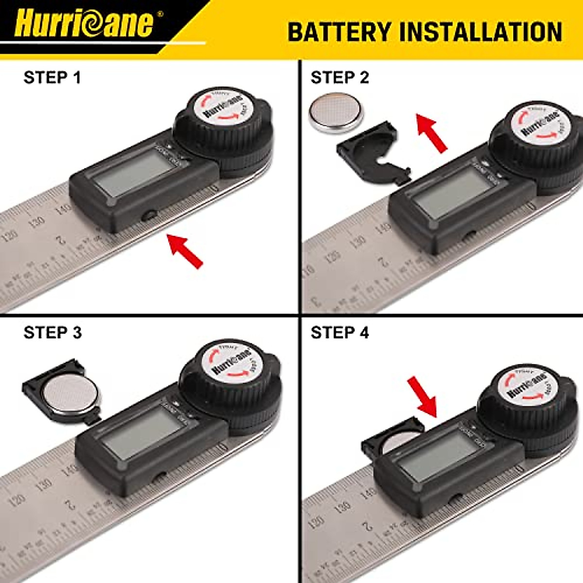 HURRICANE Digital Angle Finder Protractor, 2 In 1 Digital Level and Angle Gauge, 7 Inch / 200mm Stainless Steel Measuring Ruler with Large LCD Display for Woodworking, Crown Molding and Daily Use