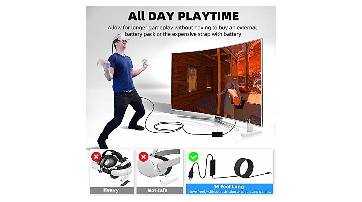 Kuject 16FT Link Cable for Oculus Quest 2 & Pro